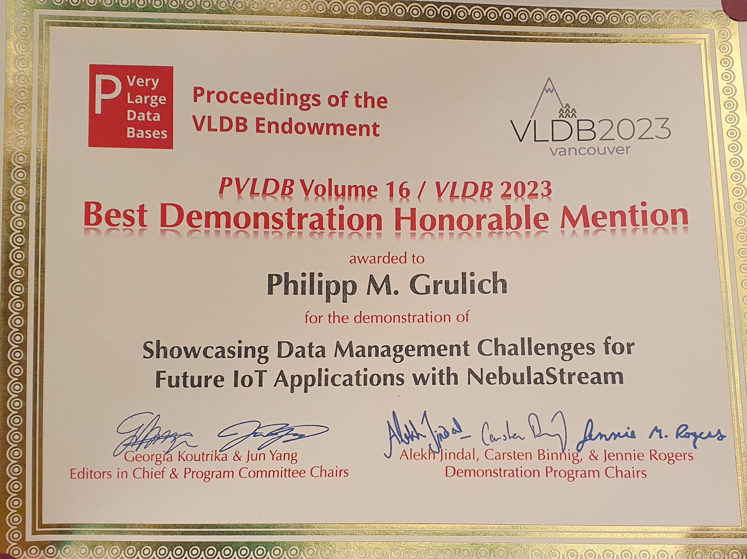 VLDB honors NebulaStream demo